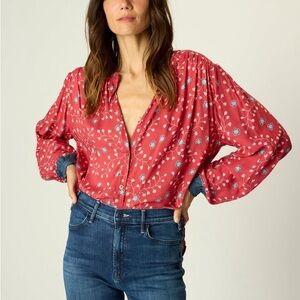 Natalie Martin | Tops | Natalie Martin Tolan Shirt Pinwheel Barn Red Xl ...